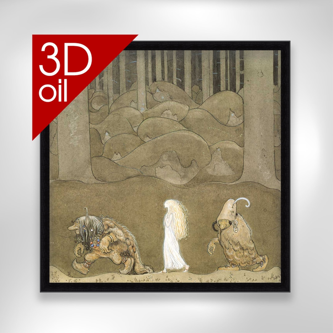 John Bauer, the Princess and the Trolls | Museum Quality 3D Oil Canvas ...