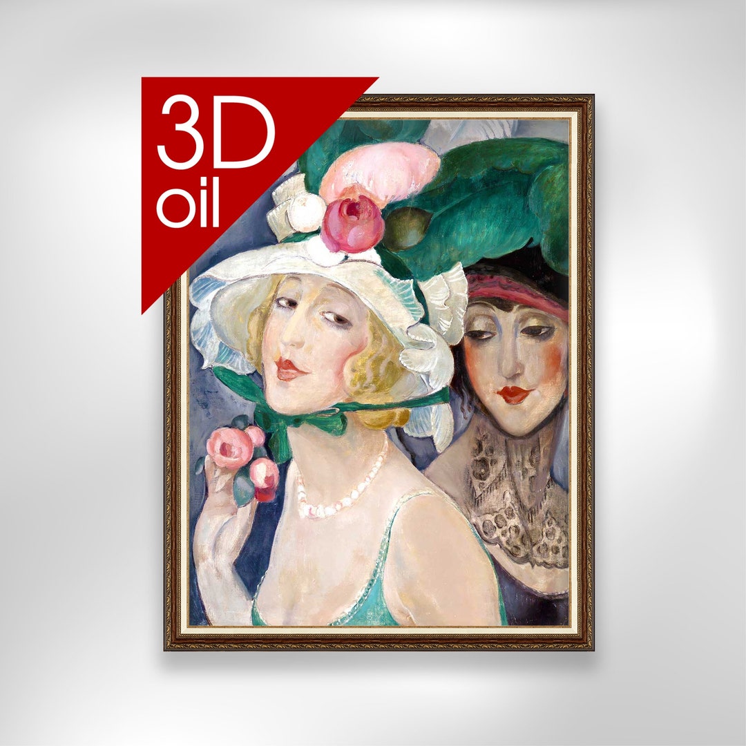 Gerda Wegener - Two Cocottes With Hats | Museum Quality 3D Oil Canvas ...