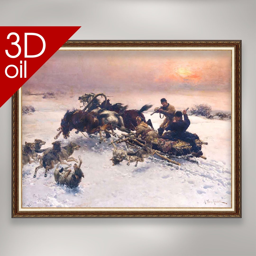 Wolves Attack -alfred Kowalski | Museum Quality 3D Oil Canvas Print of ...