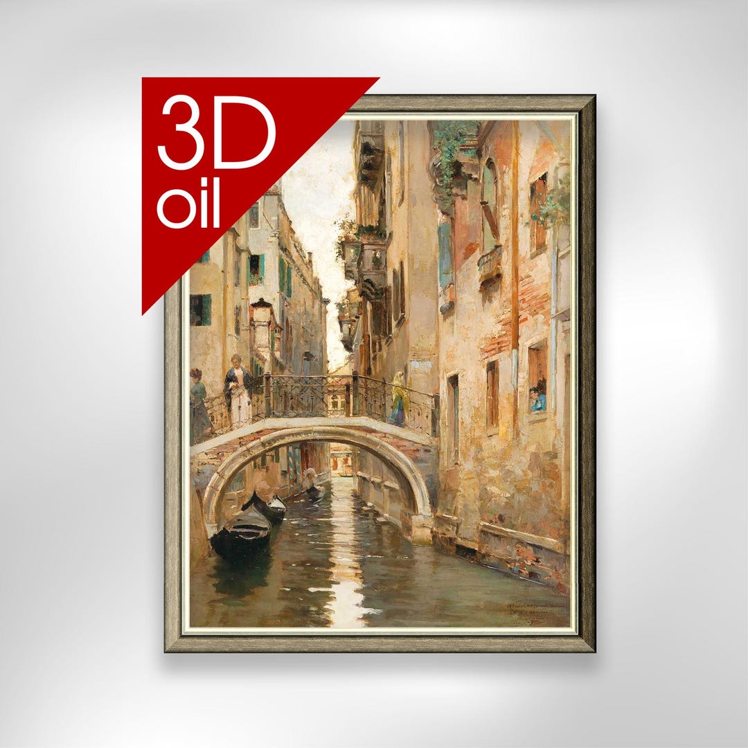 Raffaele Tafuri - A Canal in Venice | Museum Quality 3D Oil Canvas ...