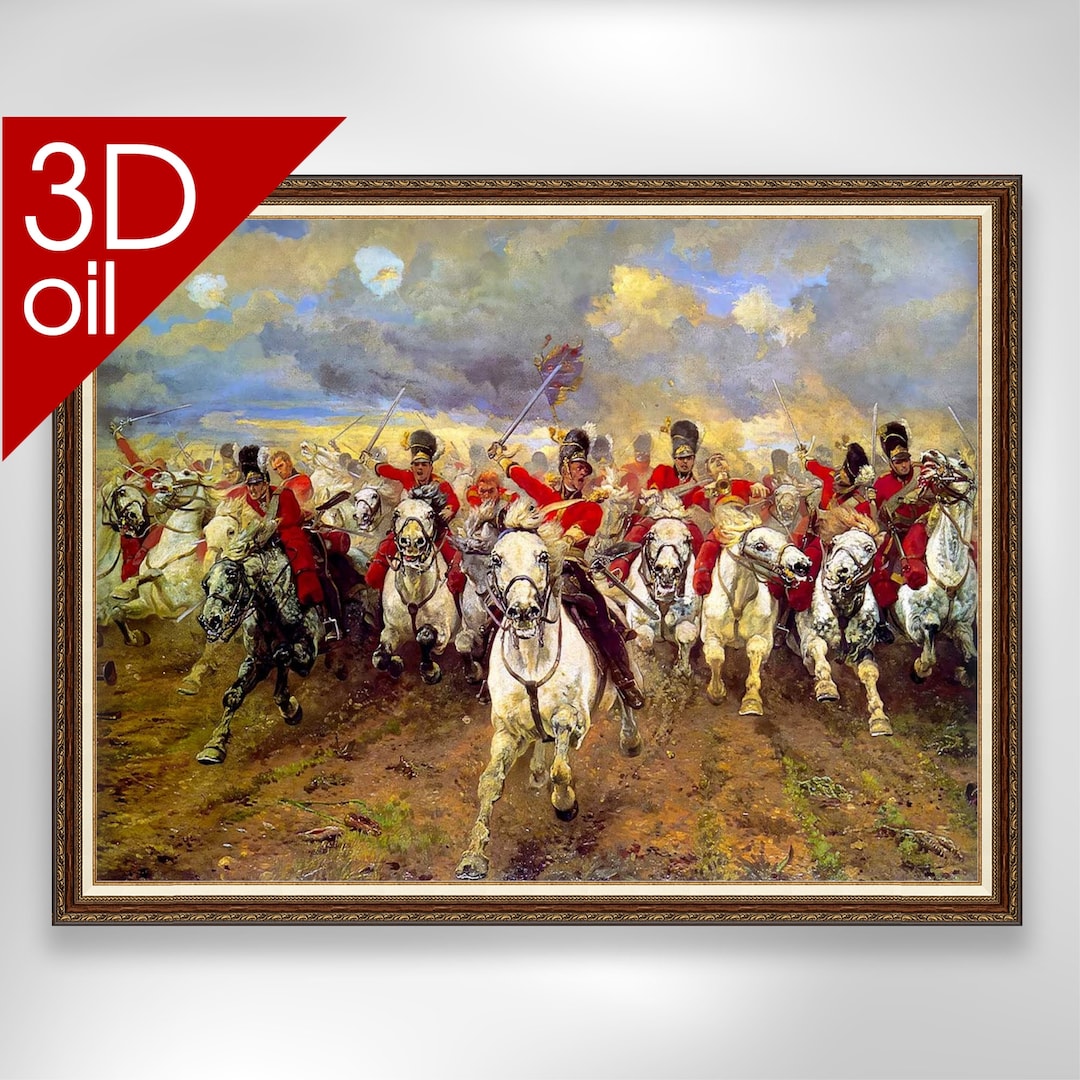 Waterloo Battle, Charge of the British Dragoons Scots Greys, Napoleonic ...