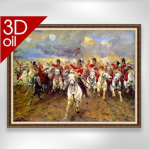 Waterloo Battle, Charge of the British Dragoons Scots Greys, Napoleonic ...