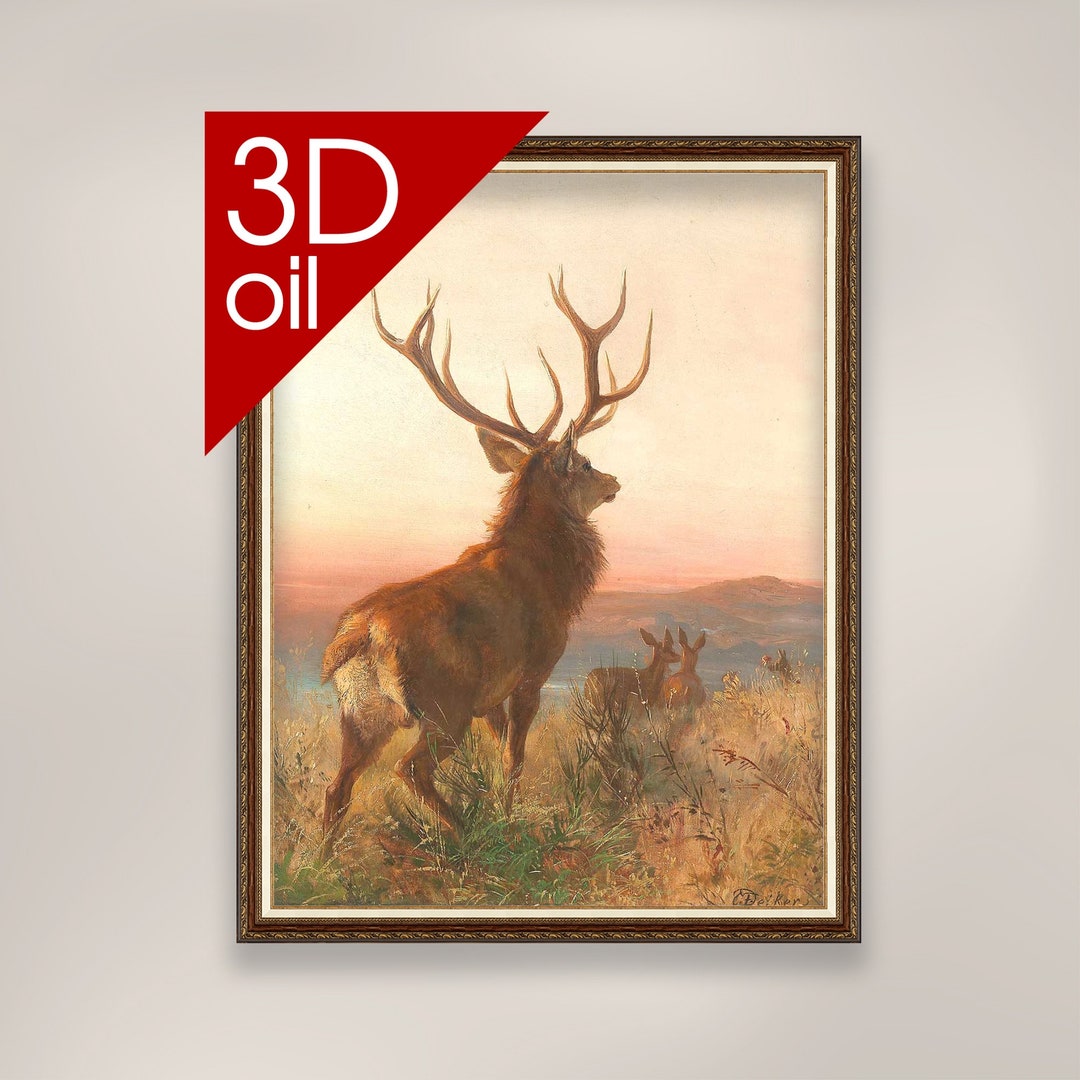 Carl Friedrich - Kapitaler Hirsch Mit Tieren | Museum Quality 3D Oil ...