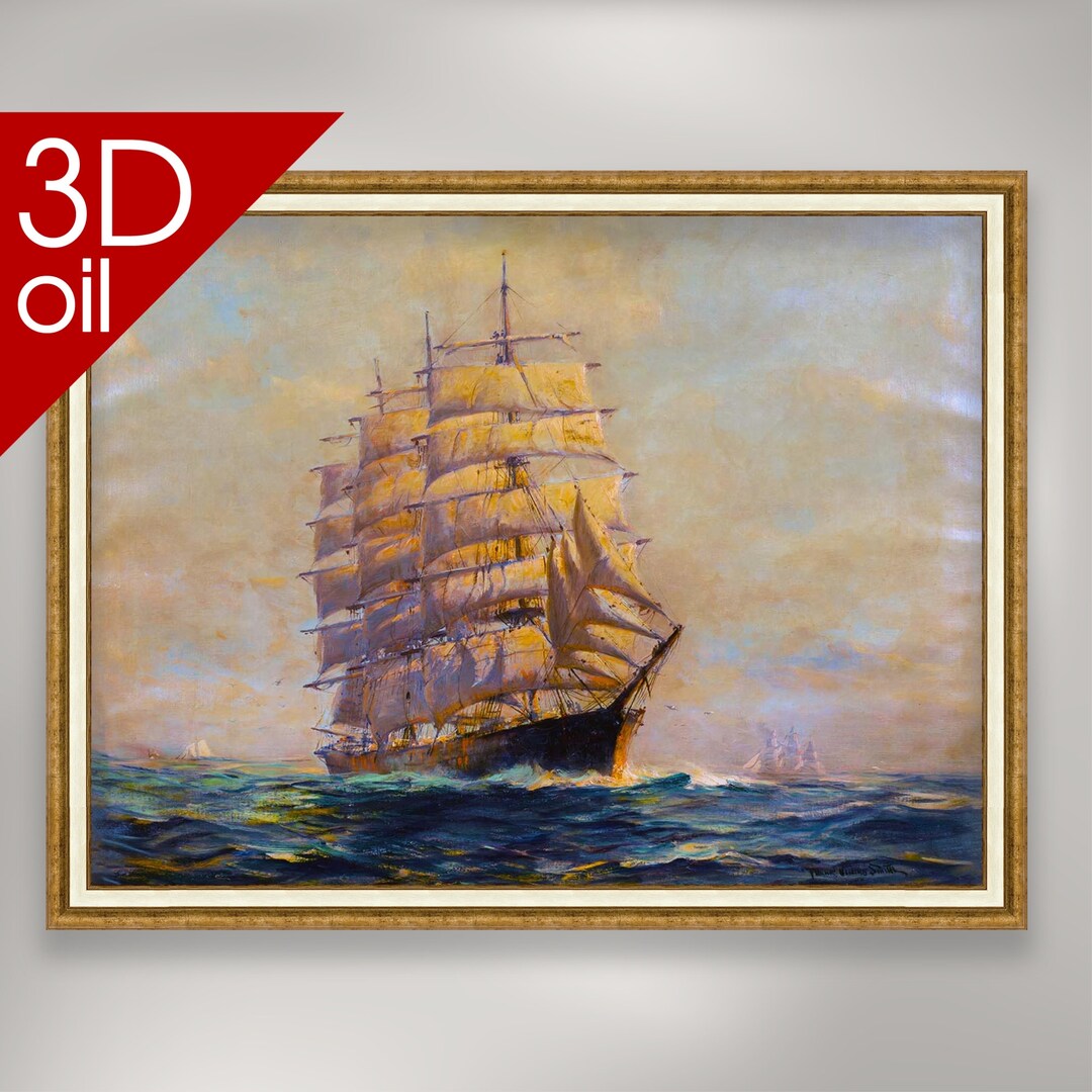 Frank Vining Smith - Mass Ship Crossing the Sea | Museum Quality 3D Oil ...