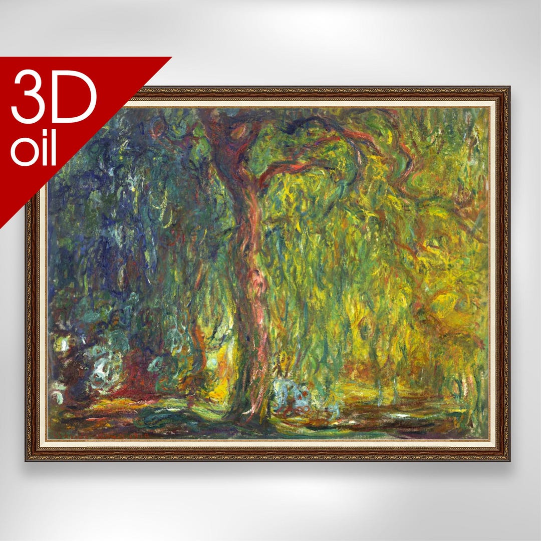 Weeping Willow - Claude Monet| Museum Quality 3D Oil Canvas Print of ...