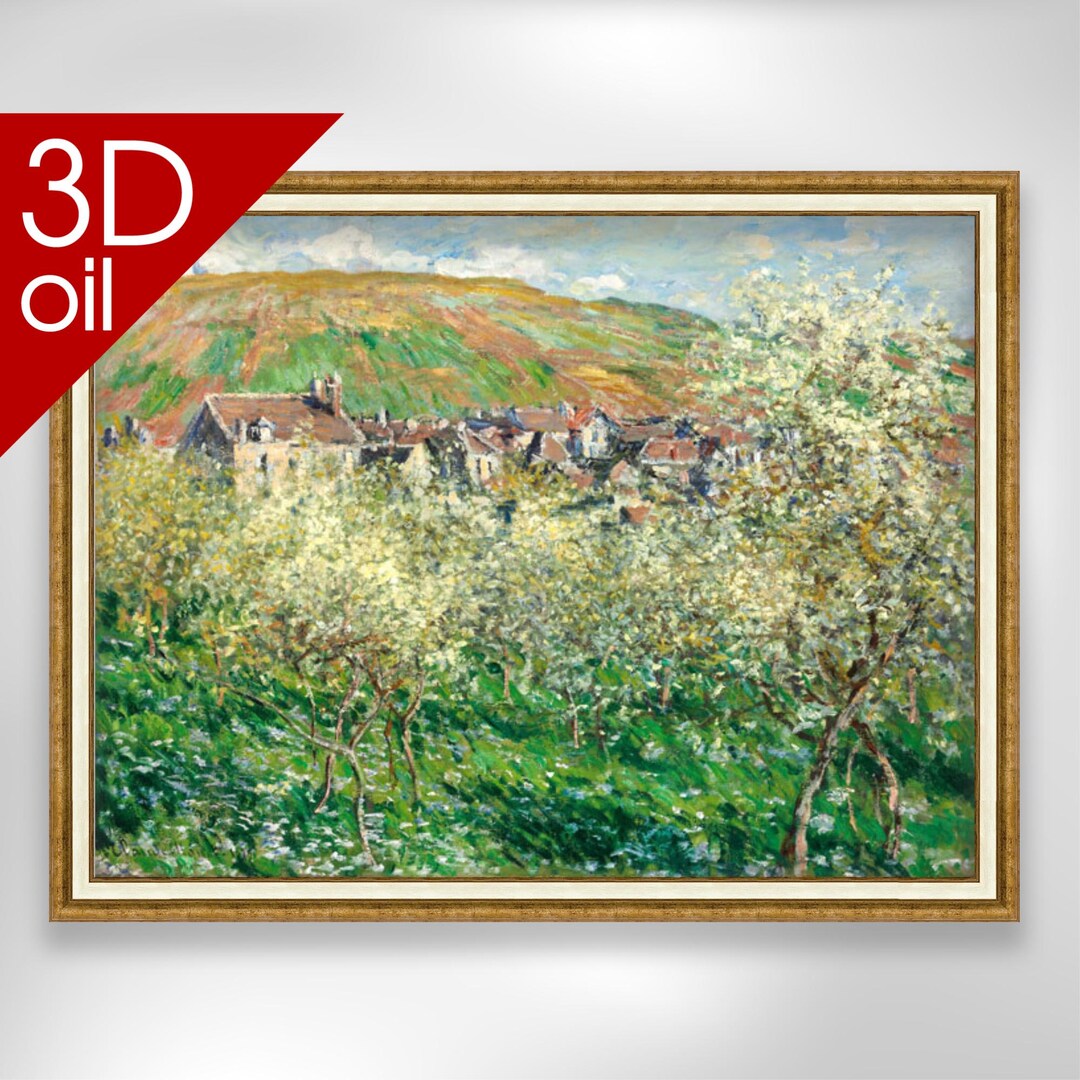 Apple Trees in Blossom - Claude Monet | Museum Quality 3D Oil Canvas ...