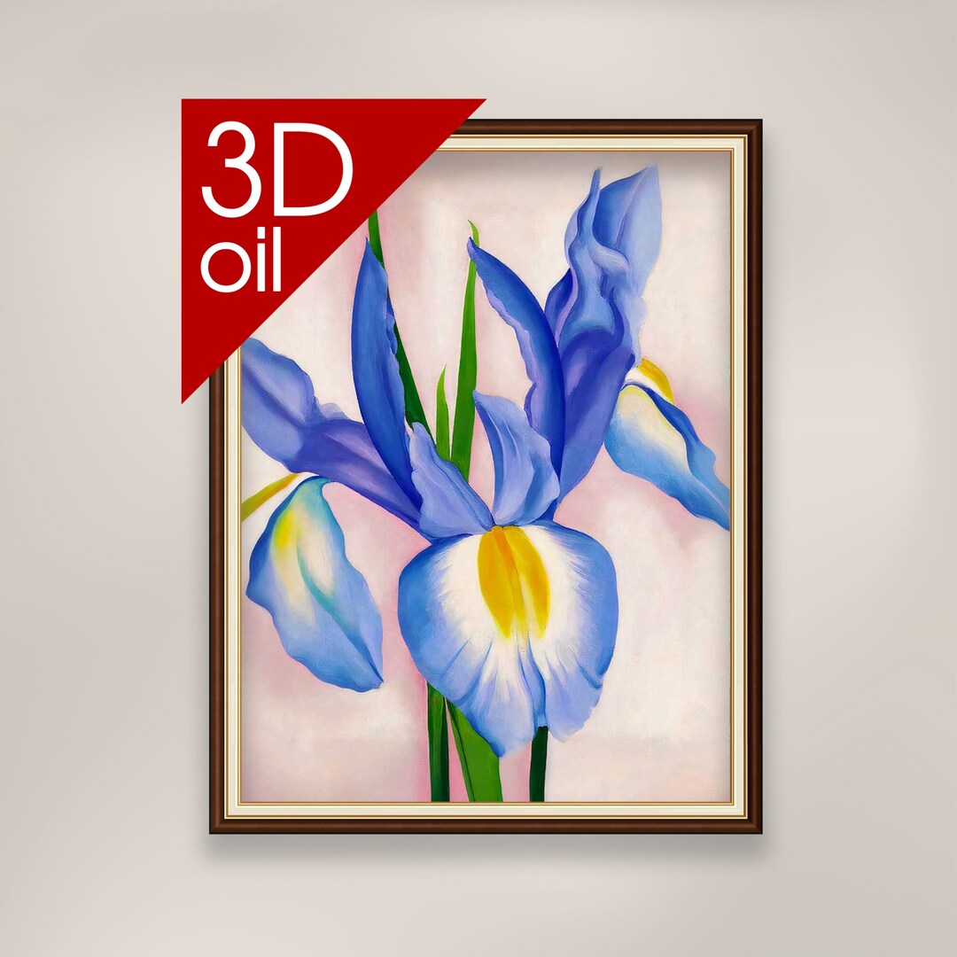 Georgia O'keeffe - Lavender Iris | Museum Quality 3D Oil Canvas Print ...