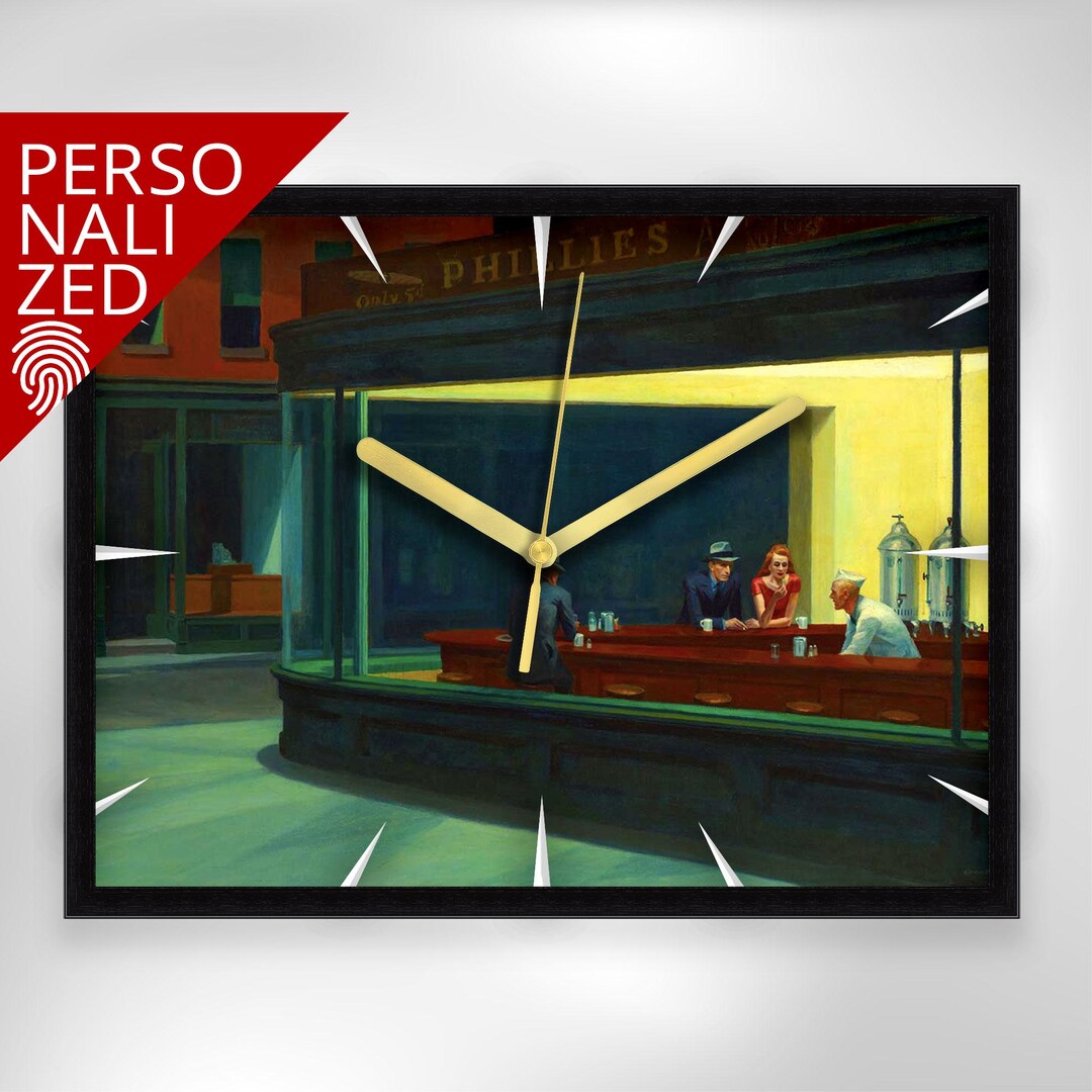 Edward Hopper - Nighthawks — Framed Fine Art Canvas Clock | Museum ...