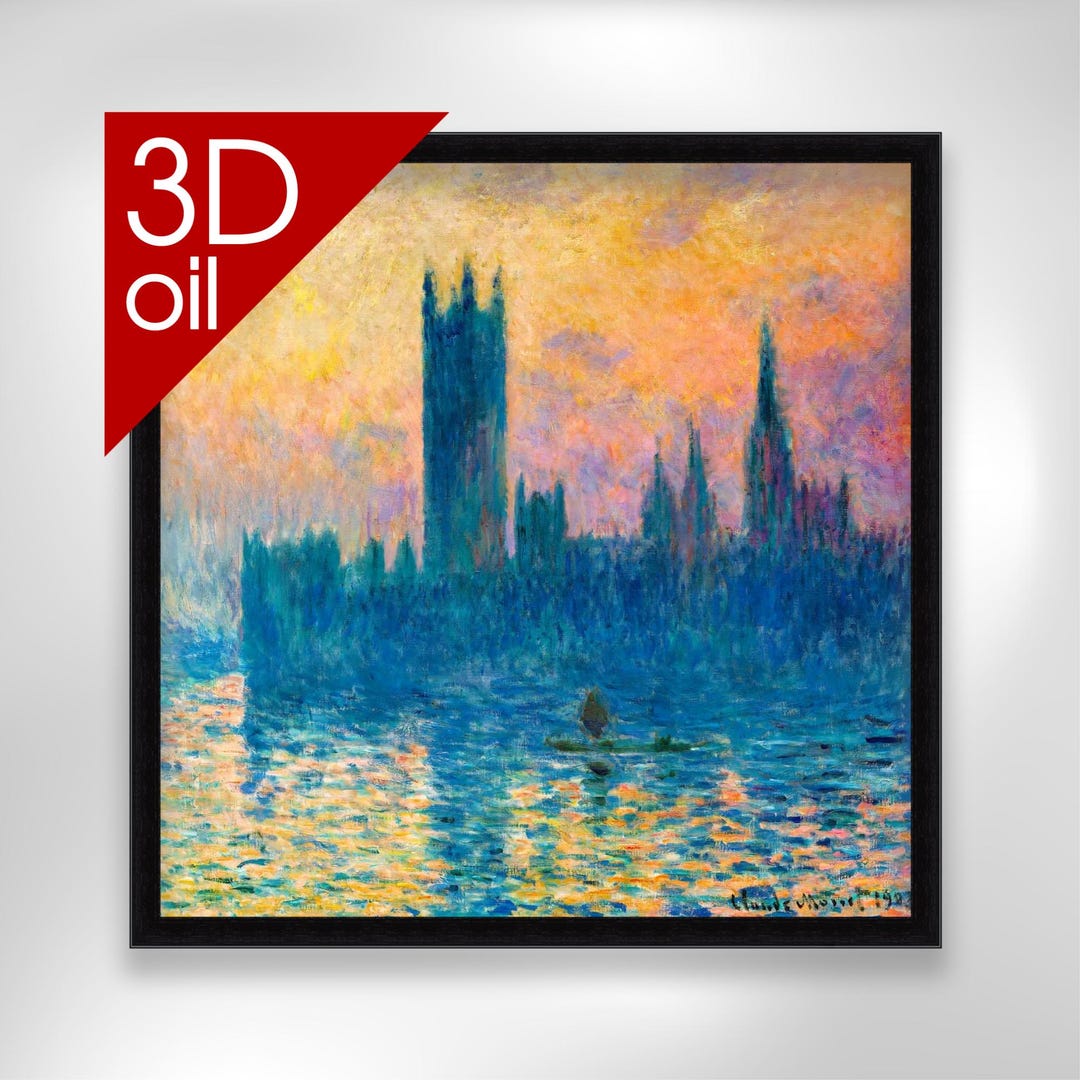 Claude Monet - the Houses of Parliament | Museum Quality 3D Oil Canvas ...