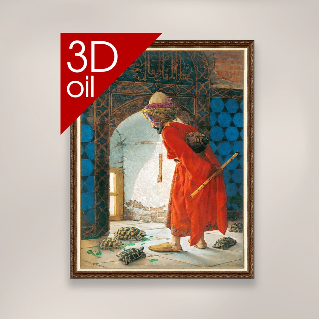 Osman Hamdi Bey - the Tortoise Trainer | Museum Quality 3D Oil Canvas ...