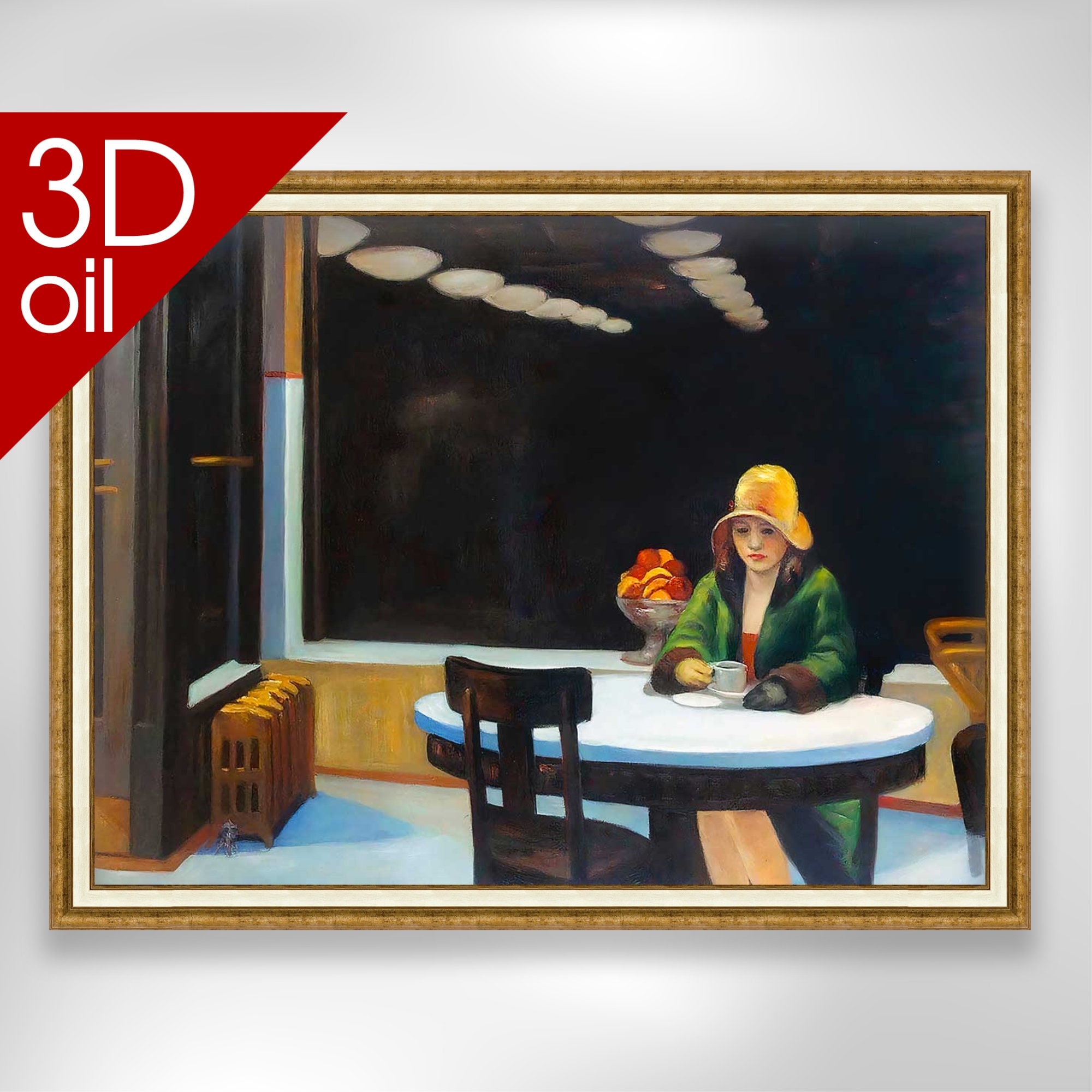 Edward Hopper-automat Museum Quality 3D Oil Canvas Print of - Etsy