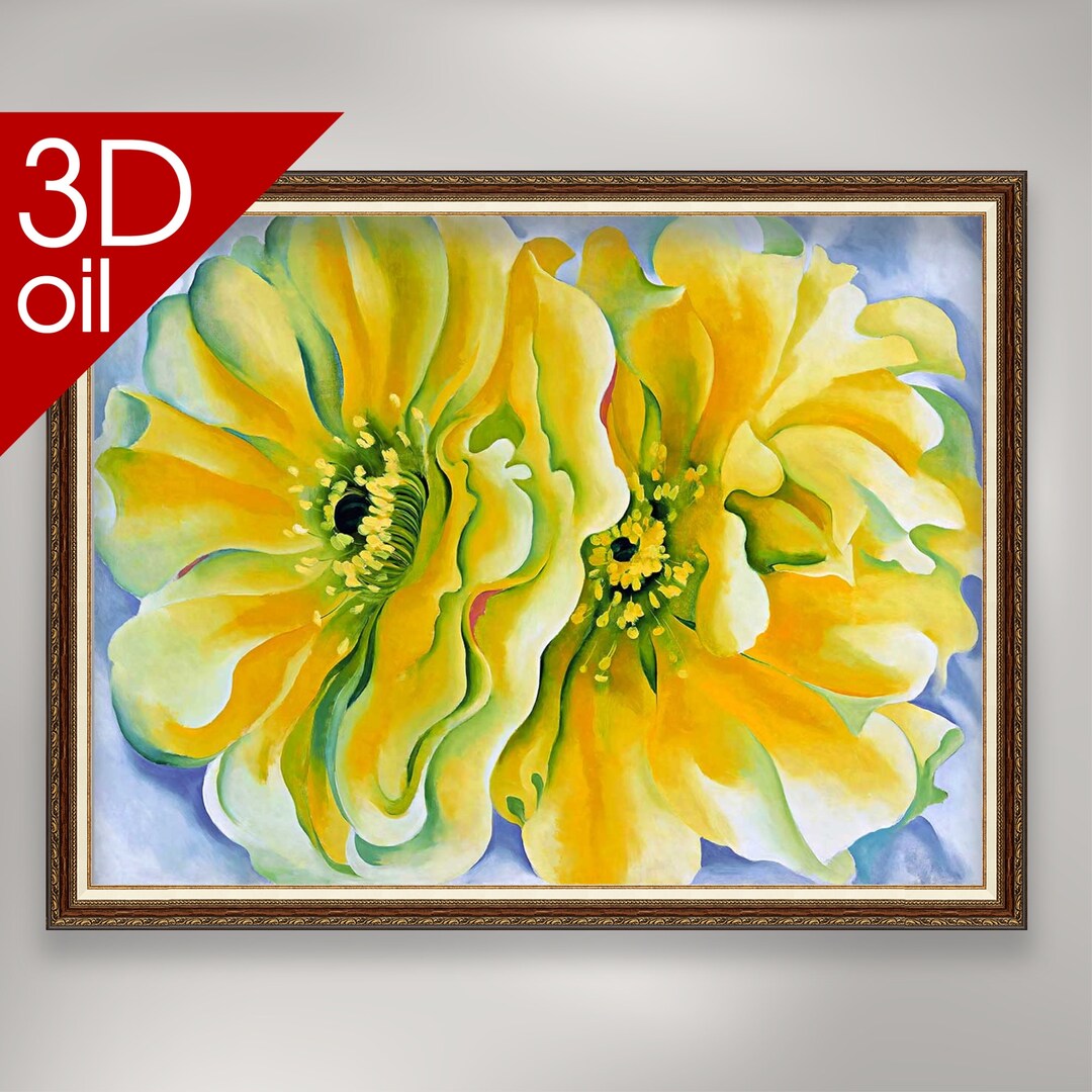 Georgia O'keeffe - Yellow Cactus Flower | Museum Quality 3D Oil Canvas ...