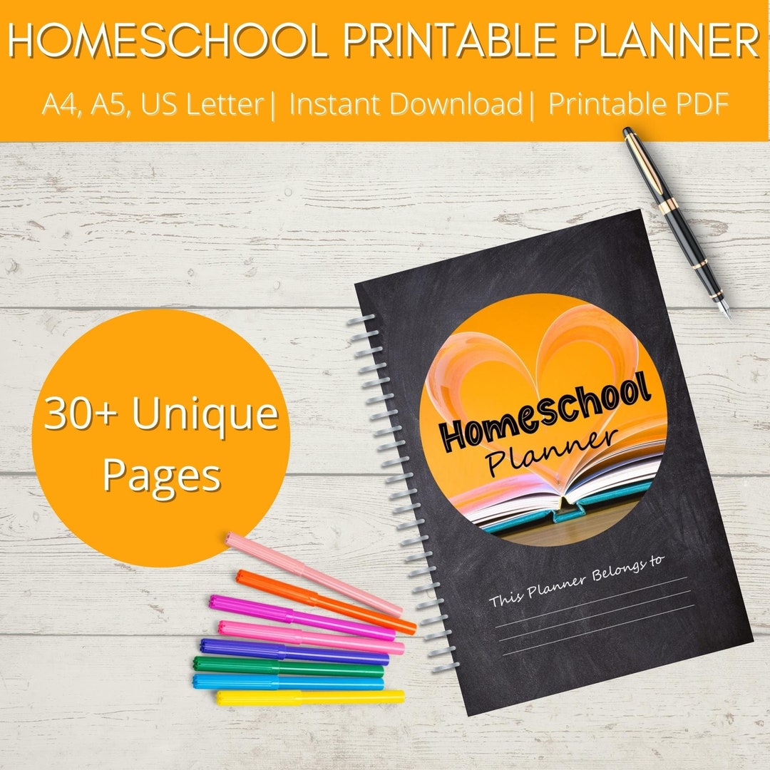Orange Homeschool Planner| Printable PDF| Homeschool Tracker ...