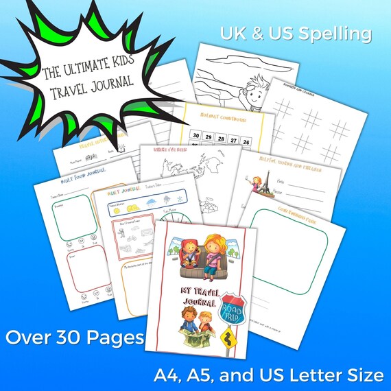 PRINTABLE Kids Travel Journal Colour Kids Travel Activity | Etsy
