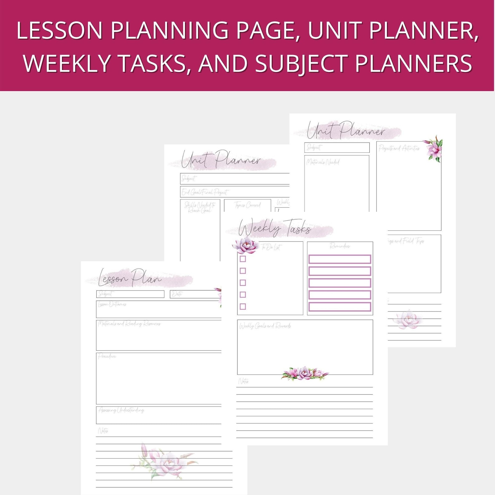 Floral Homeschool Planner| Printable PDF| Homeschool Tracker| Chores ...