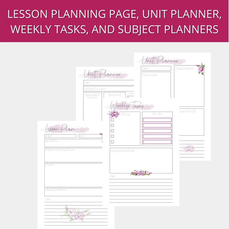 Floral Homeschool Planner| Printable PDF| Homeschool Tracker| Chores ...