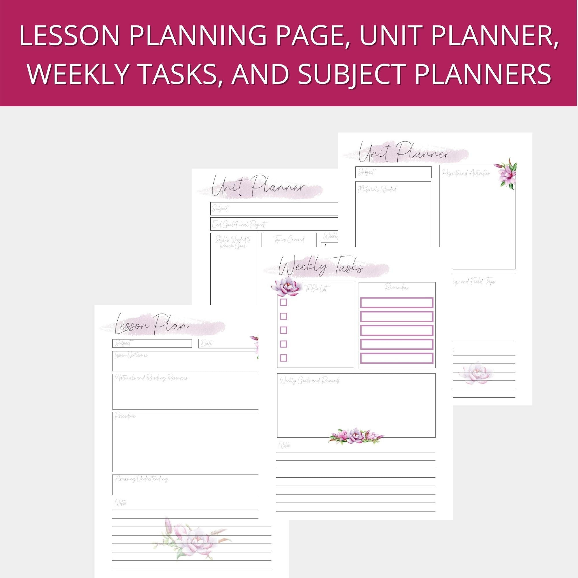Floral Homeschool Planner Printable PDF Homeschool Tracker Chores Chart ...