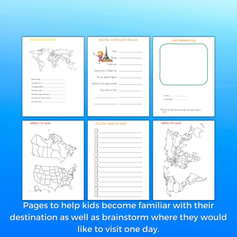 PRINTABLE Kids Travel Journal Colour Kids Travel Activity Book Kids ...