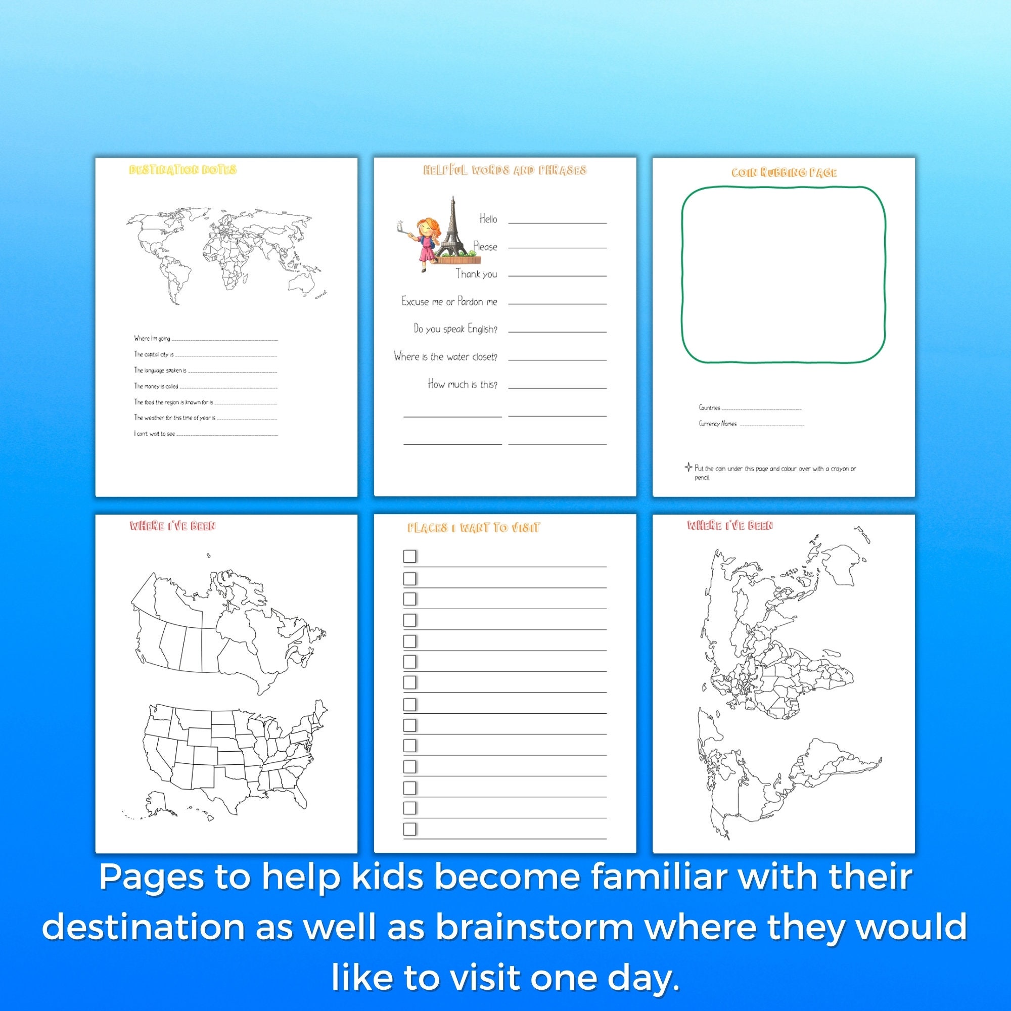 PRINTABLE Kids Travel Journal Colour Kids Travel Activity Book Kids ...