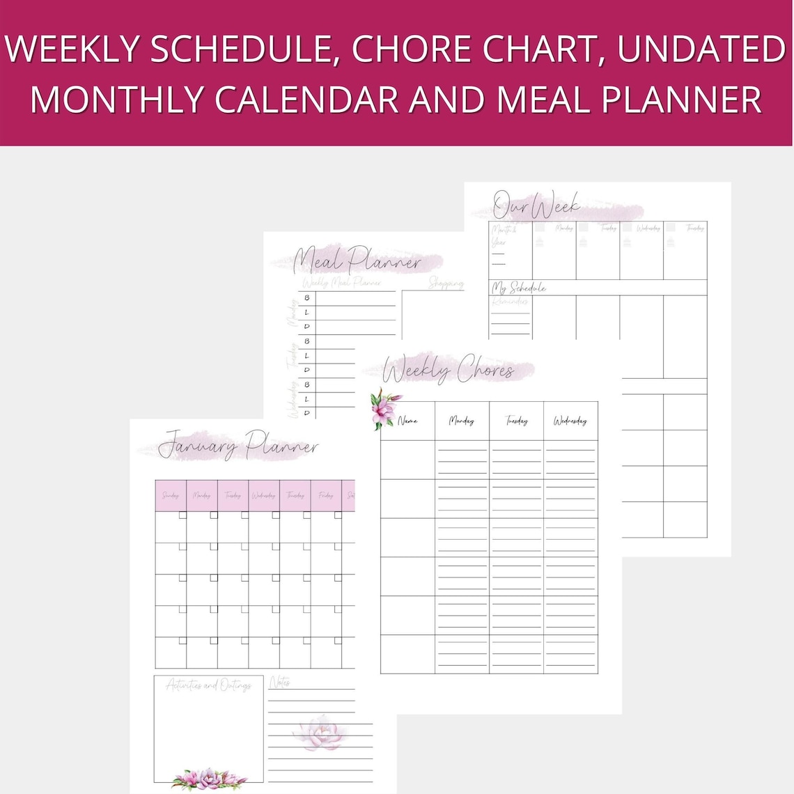 Floral Homeschool Planner| Printable PDF| Homeschool Tracker| Chores ...
