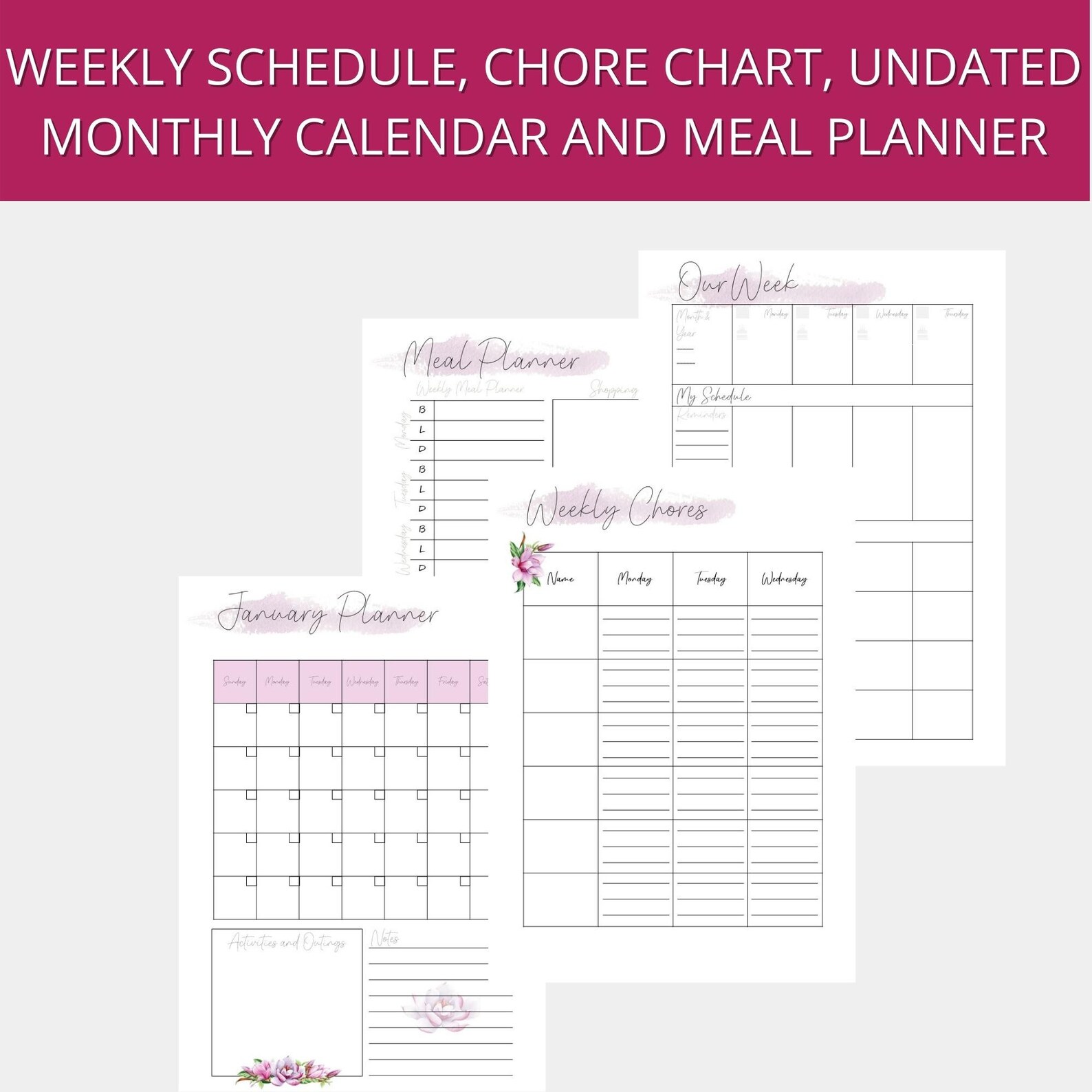Floral Homeschool Planner| Printable PDF| Homeschool Tracker| Chores ...
