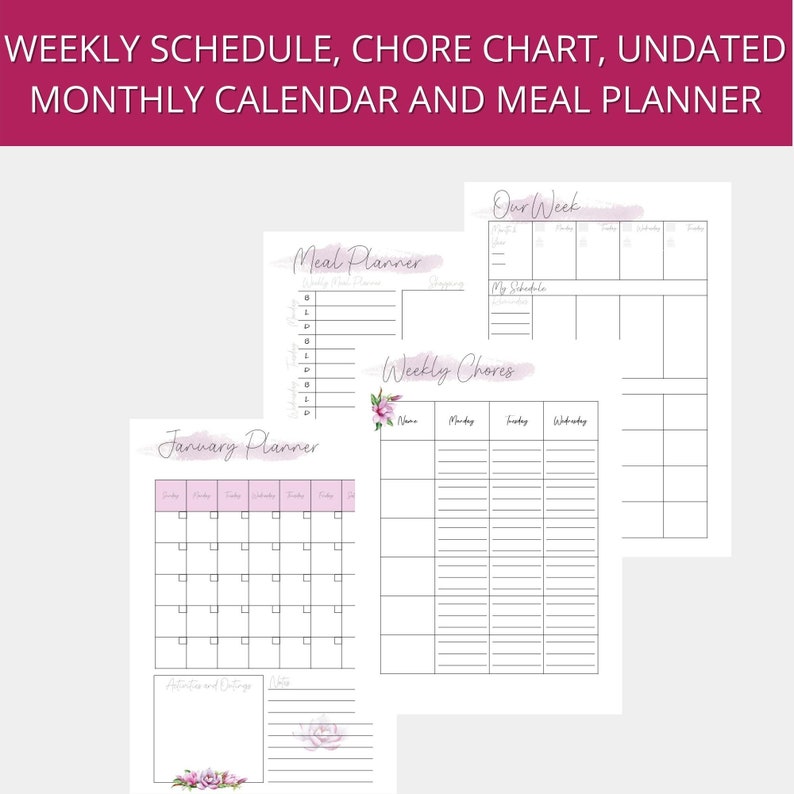 Floral Homeschool Planner| Printable PDF| Homeschool Tracker| Chores ...