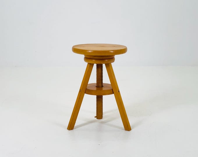 Solid Wood Adjustable Screw Craftsman Stool 1960s - Etsy