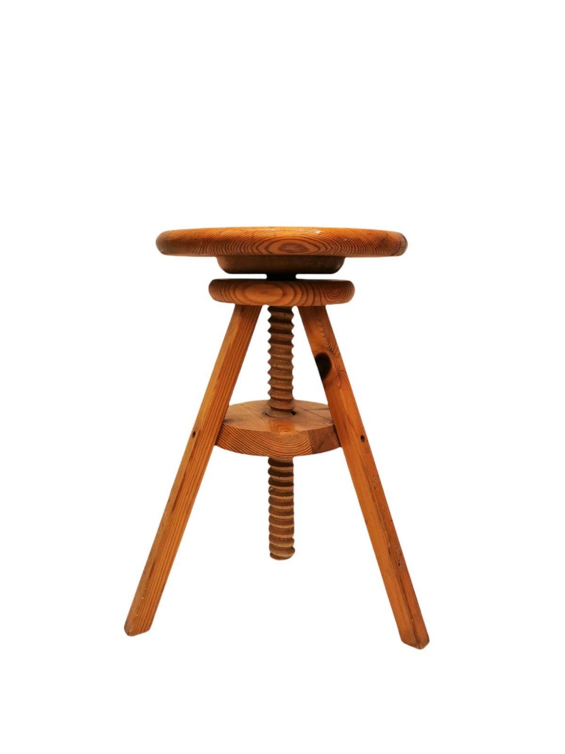 Solid Wood Adjustable Screw Craftsman Stool 1960s - Etsy