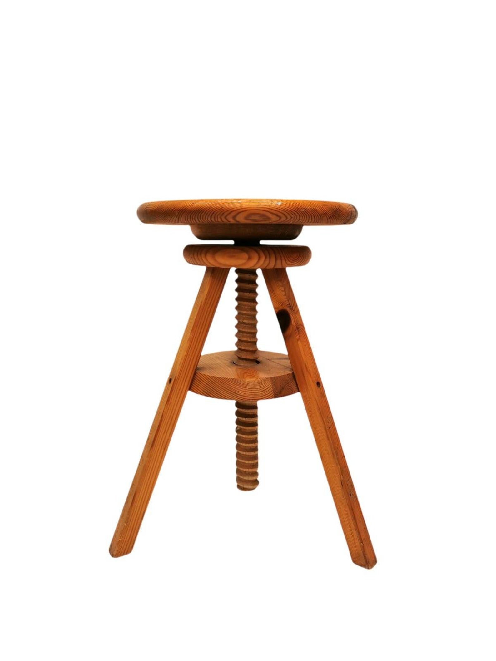 Solid Wood Adjustable Screw Craftsman Stool 1960s - Etsy