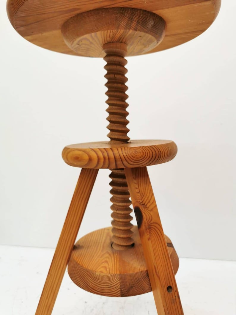 Solid Wood Adjustable Screw Craftsman Stool 1960s - Etsy