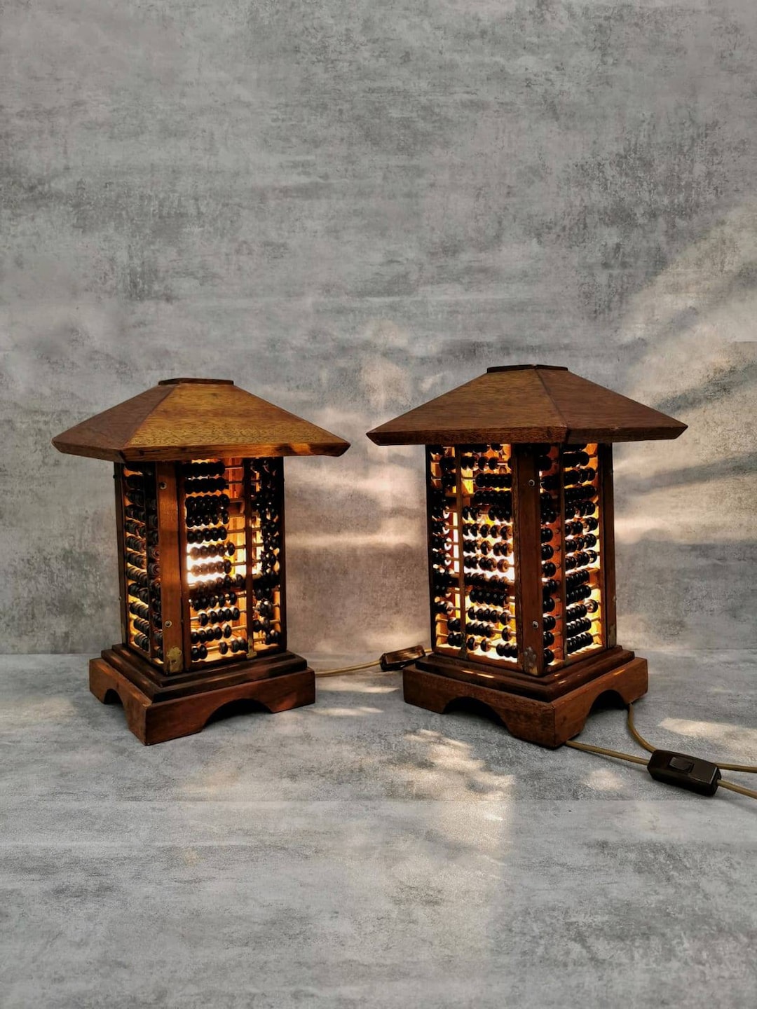 Pair of Vintage Mid-century Chinese Wood Abacus Lamp - Etsy
