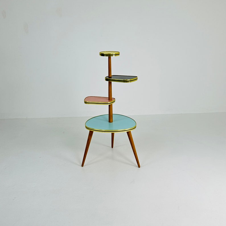 1950s German Plant Stand, Colorful Vintage Mid-century Minimalist ...