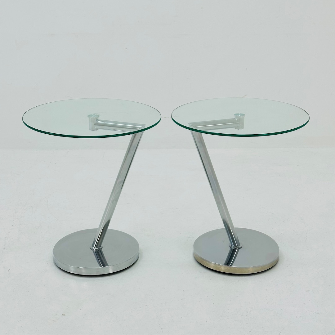 Set of 2 Vintage Glass Chrome Side Table /end Table 1980s - Etsy