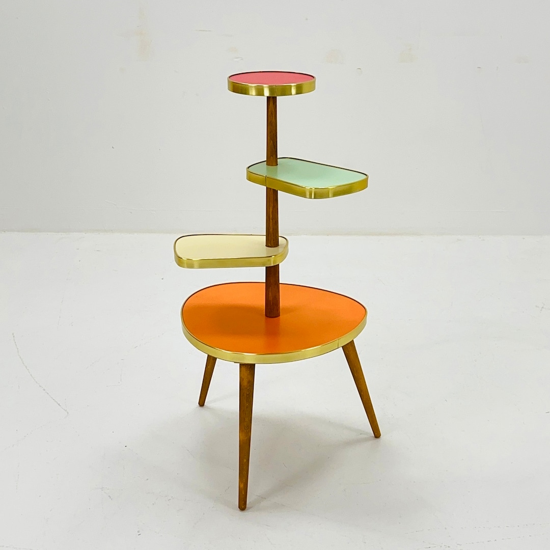 1950s German Plant Stand, Colorful Vintage Mid-century Minimalist ...