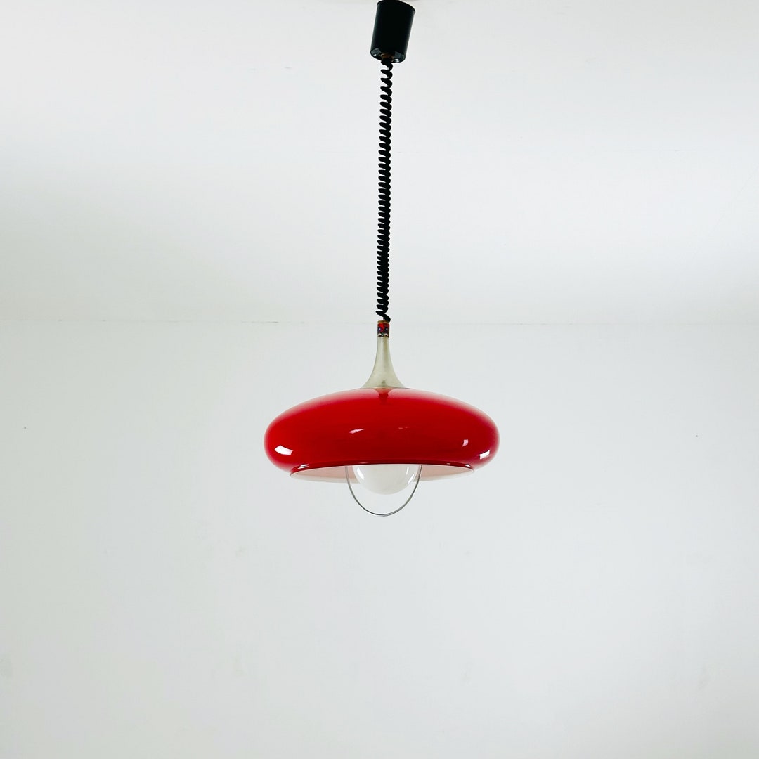 Space Age Red Pendant Lamp From 1970s, Italy. - Etsy