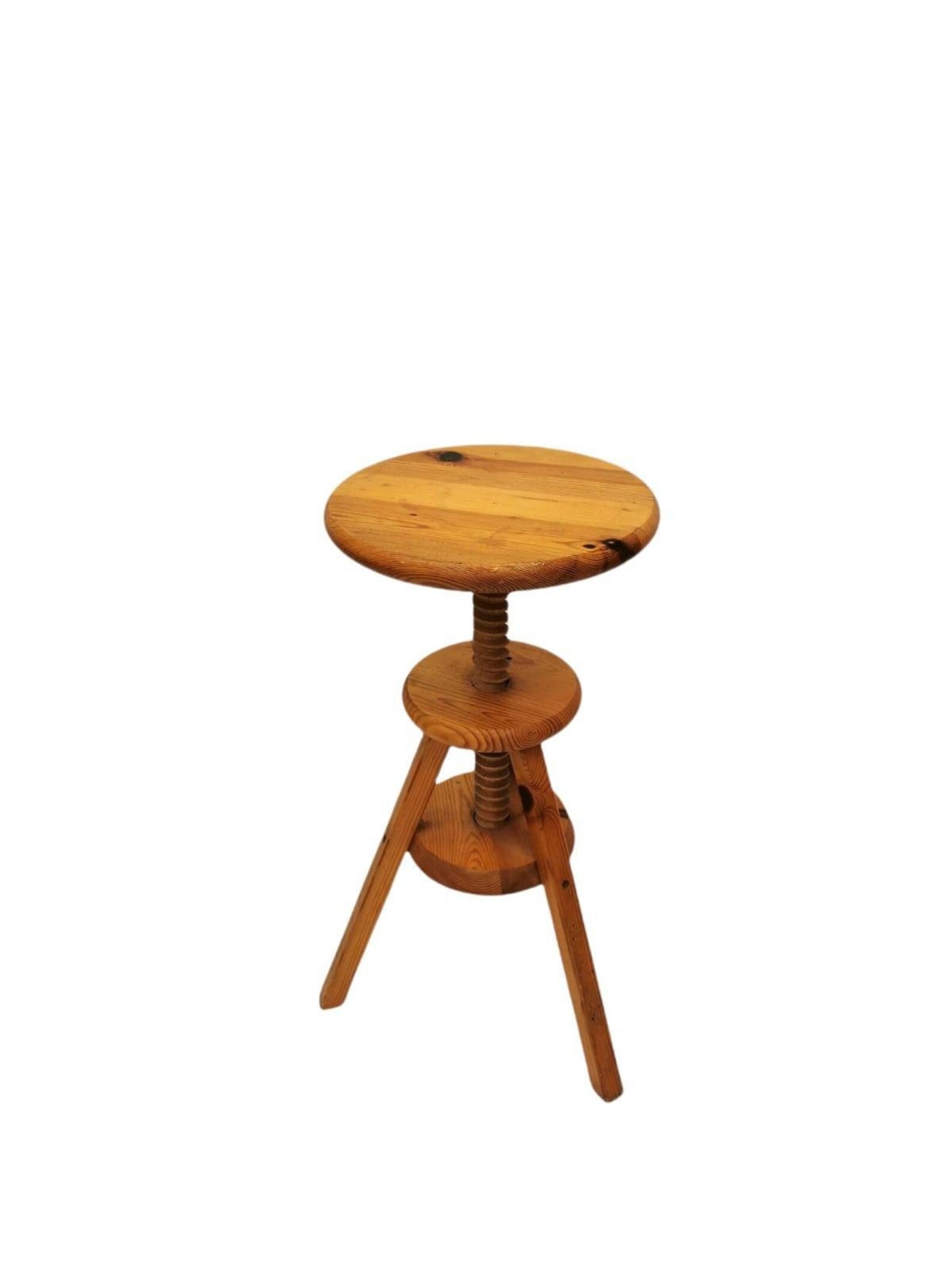 Solid Wood Adjustable Screw Craftsman Stool 1960s - Etsy