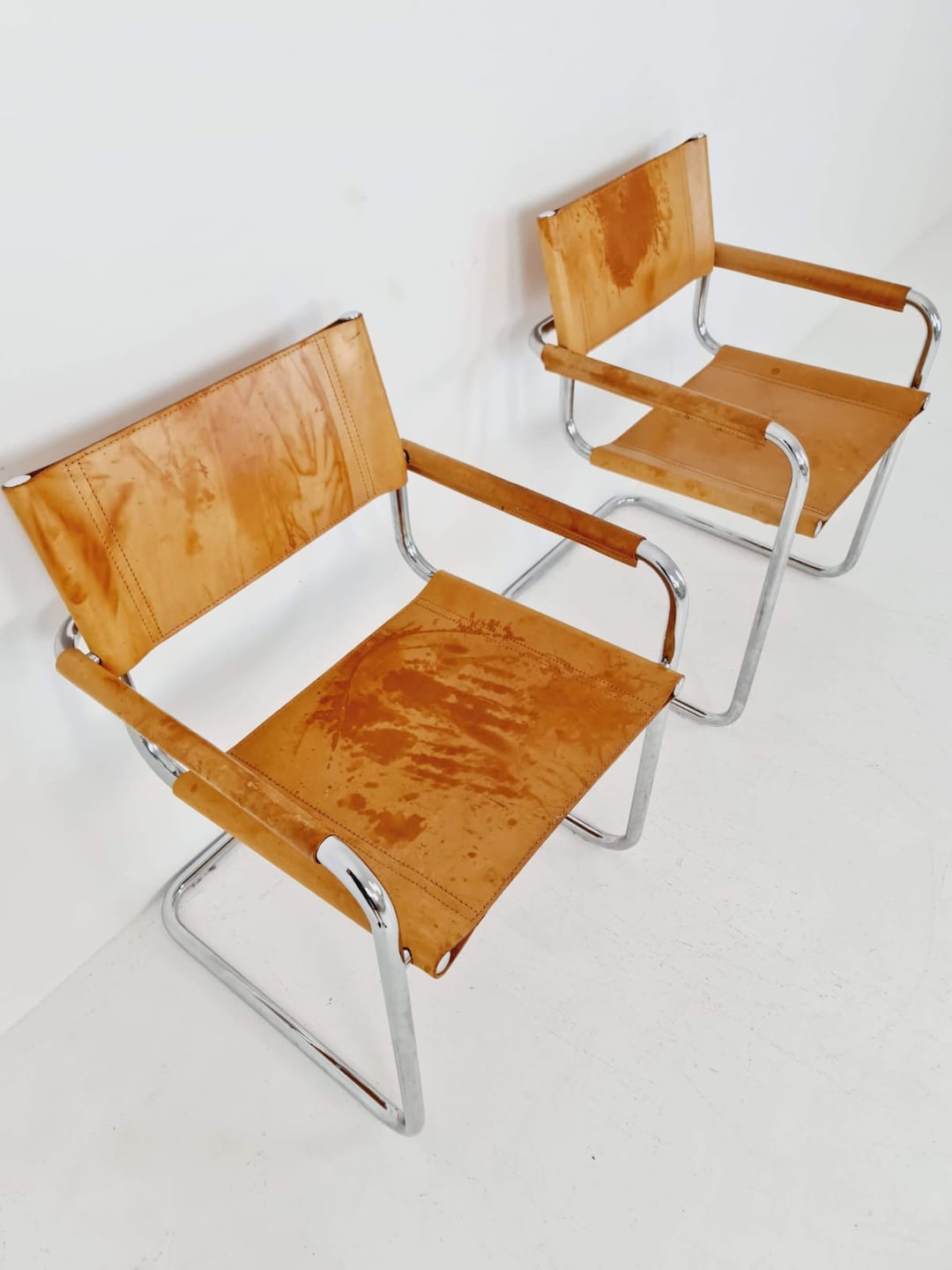 Set of Tow Bauhaus Cognac Original Desk Chair by Mart Stam & Marcel ...