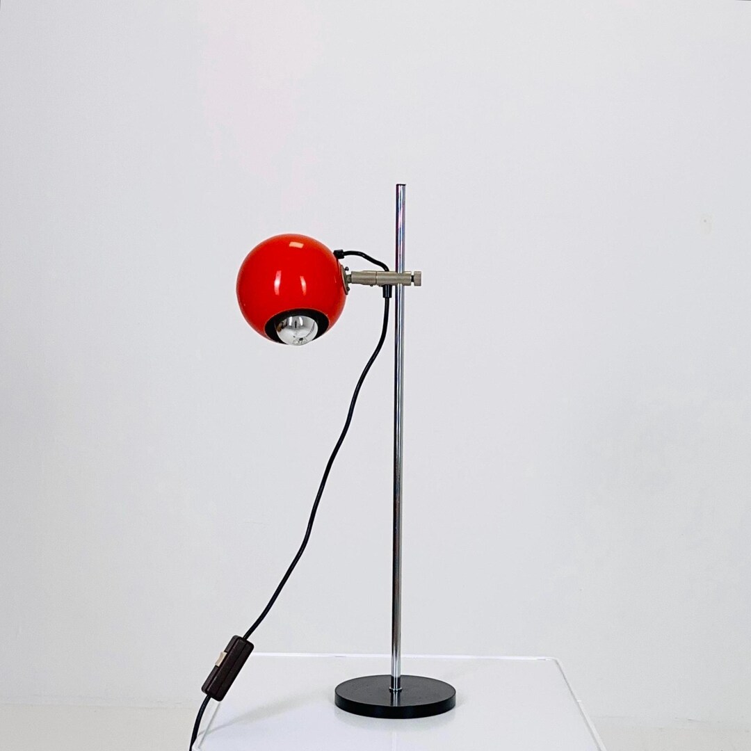 Mid Century Orange Desk Lamp — Task Table Lamp Space Age — Adjustable ...