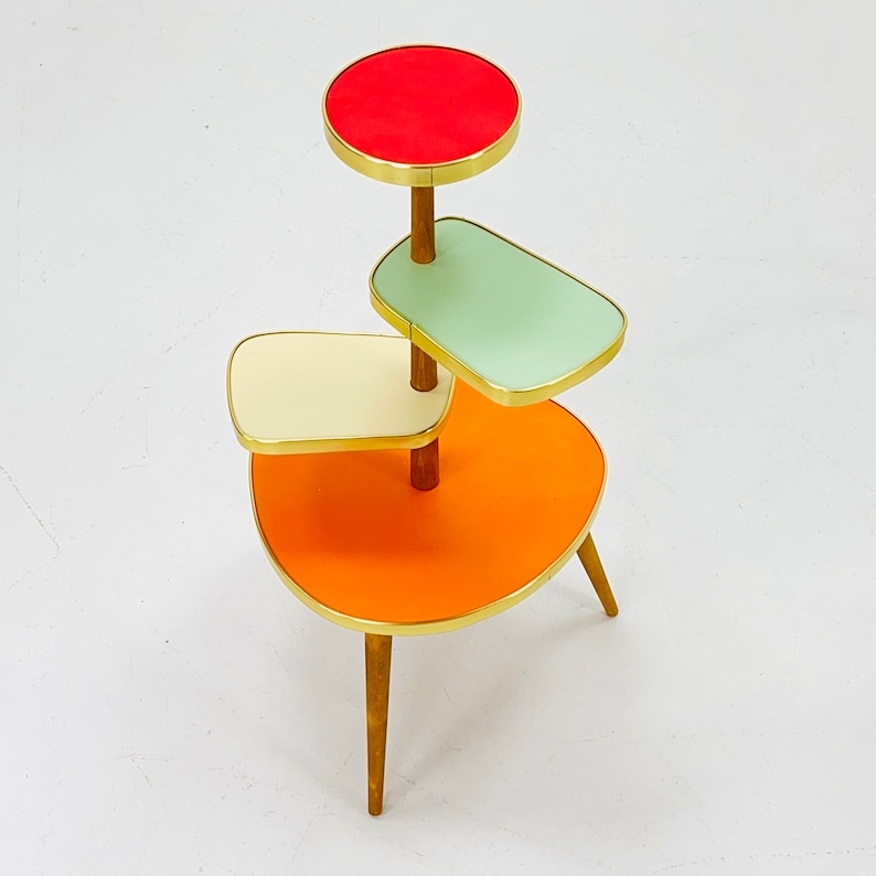 1950s German Plant Stand, Colorful Vintage Mid-century Minimalist ...