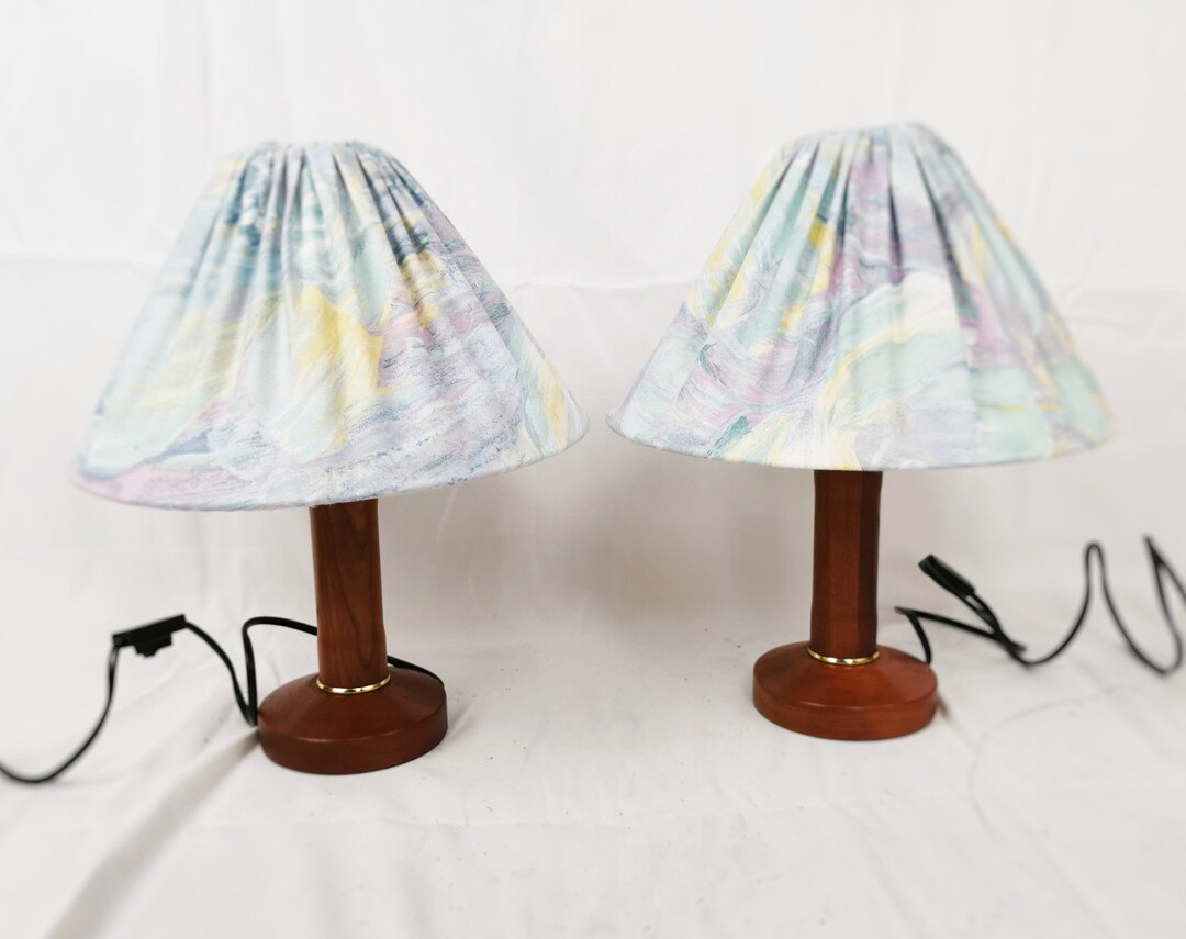 Rare Set of 2x Danish Design Modern 60s Table Lamps Mid Century Teak ...