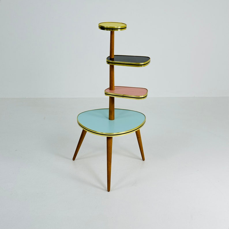 1950s German Plant Stand, Colorful Vintage Mid-century Minimalist ...