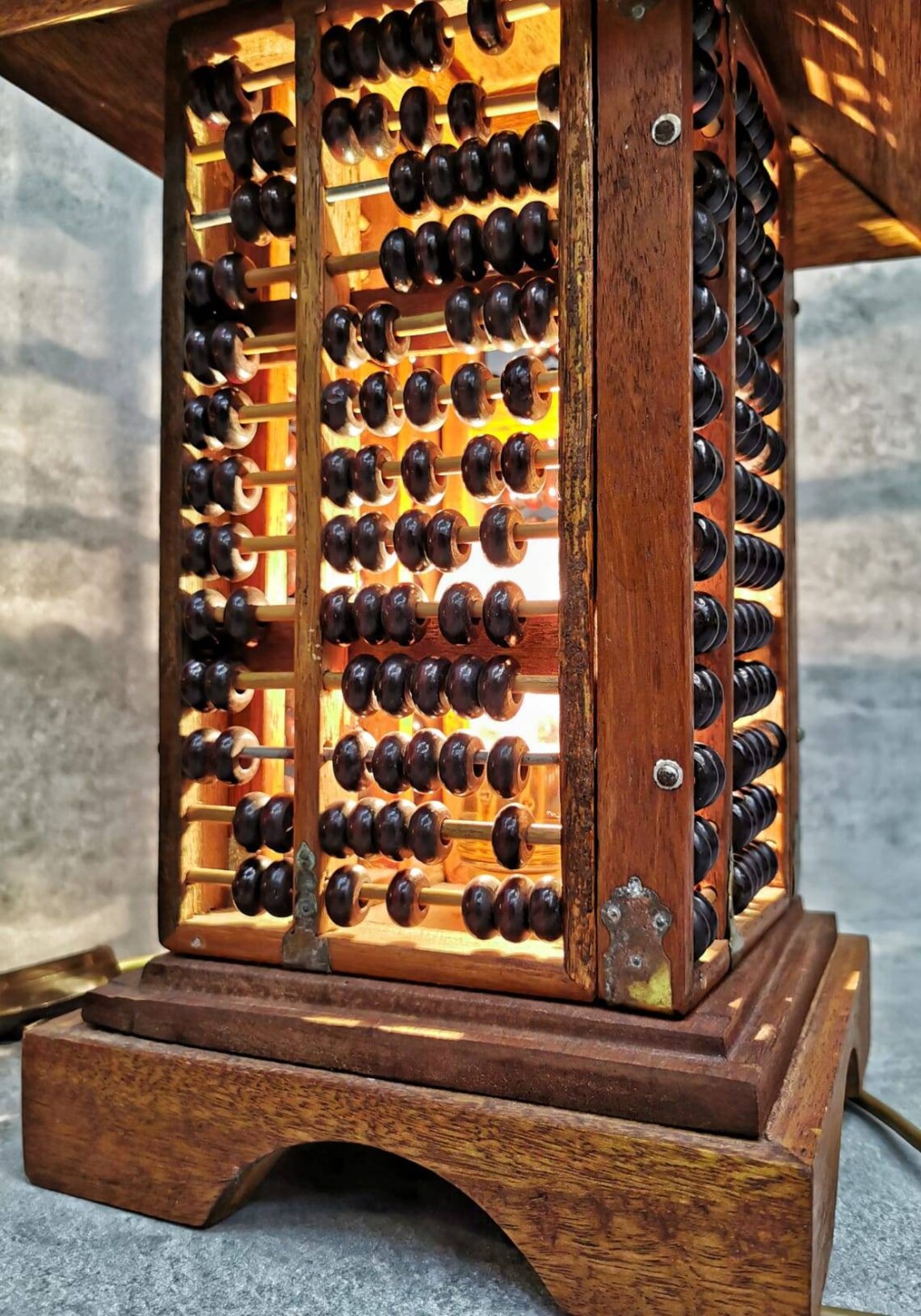 Pair of Vintage Mid-century Chinese Wood Abacus Lamp | Etsy