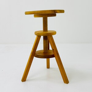 Solid Wood Adjustable Screw Craftsman Stool 1960s - Etsy