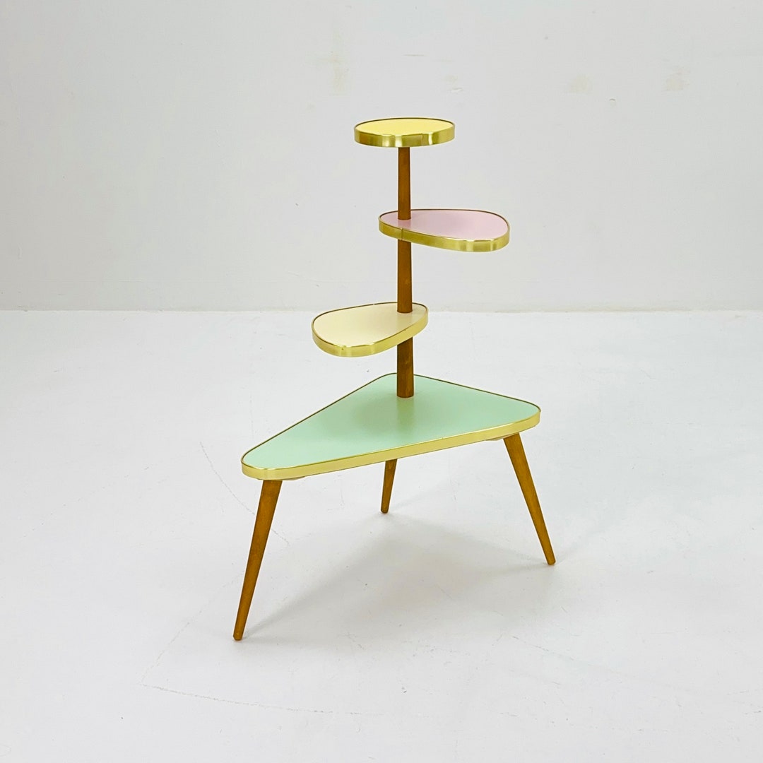 1950s German Plant Stand, Colorful Vintage Mid-century Minimalist ...