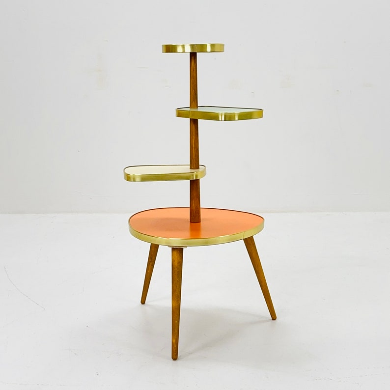 1950s German Plant Stand, Colorful Vintage Mid-century Minimalist ...