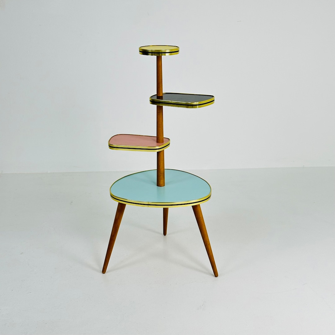 1950s German Plant Stand, Colorful Vintage Mid-century Minimalist ...