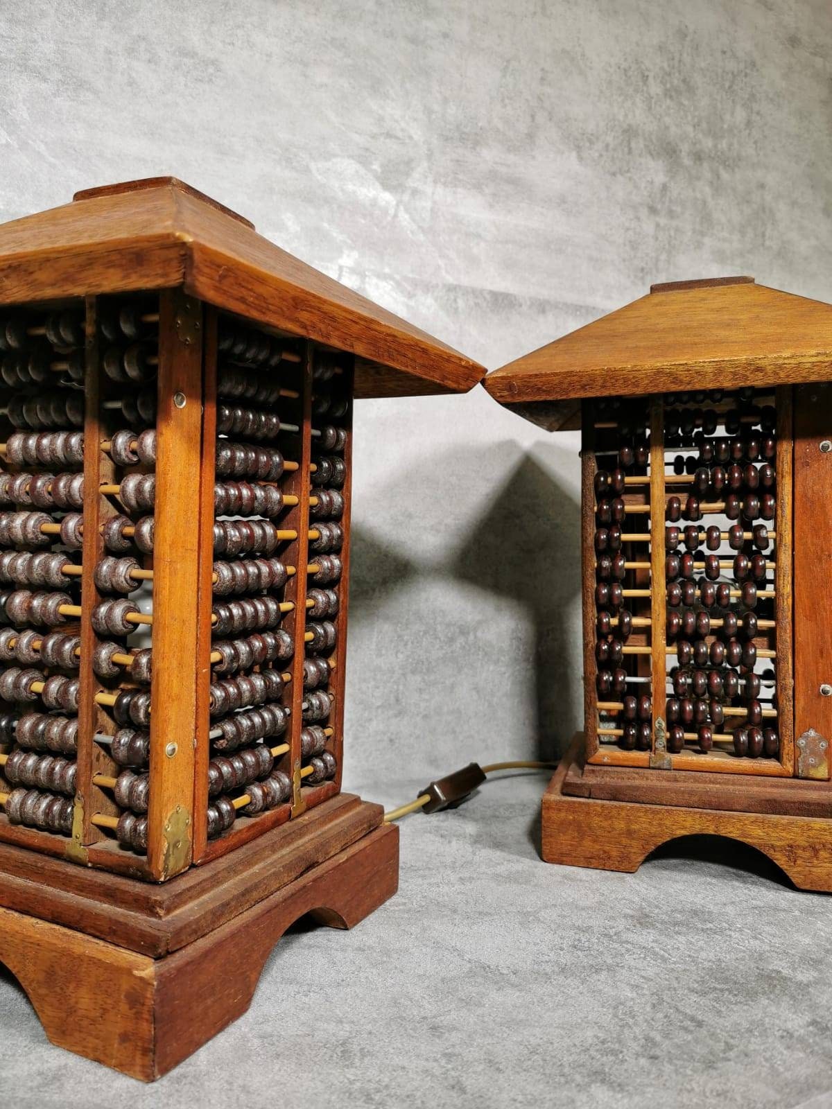 Pair of Vintage Mid-century Chinese Wood Abacus Lamp | Etsy