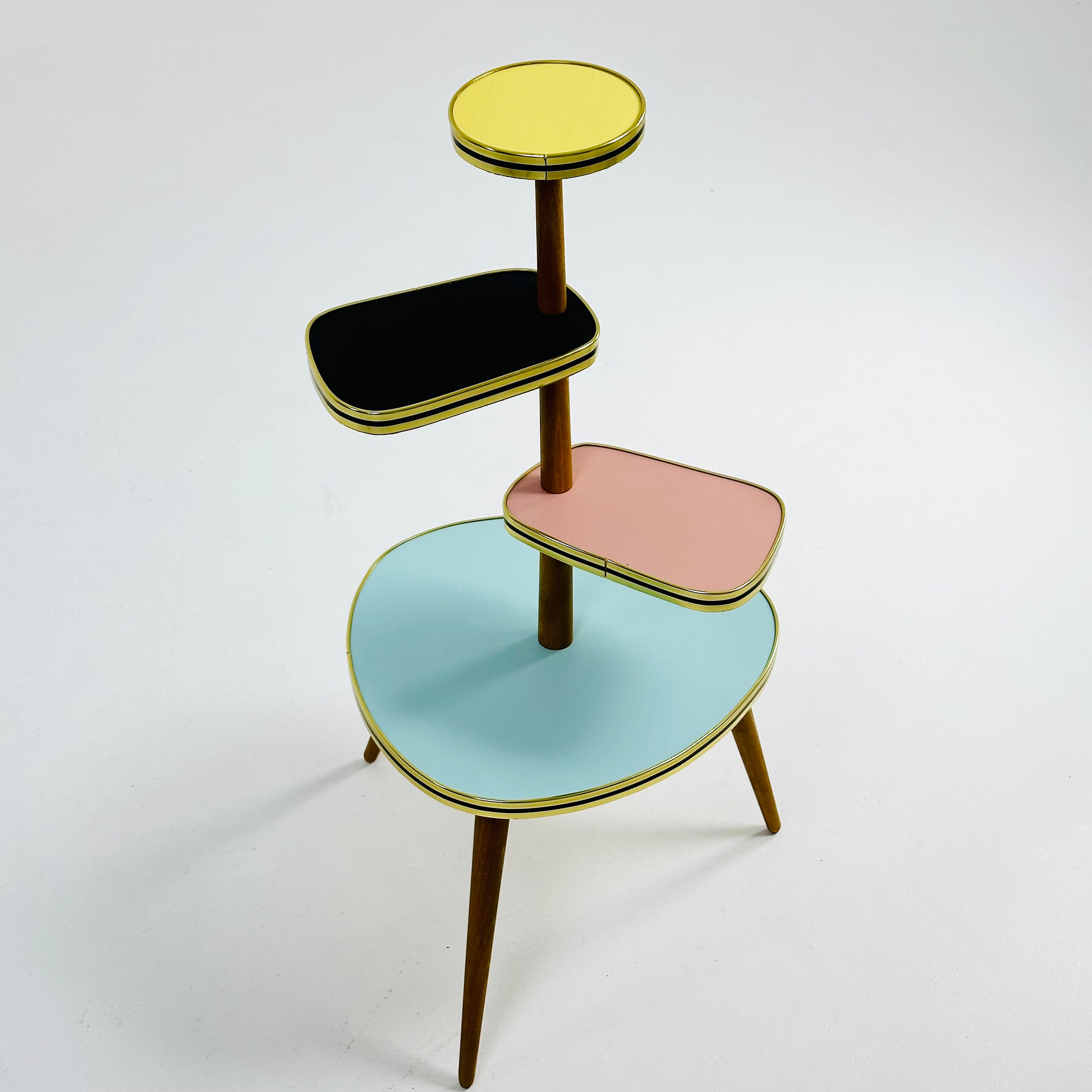 1950s German Plant Stand, Colorful Vintage Mid-century Minimalist ...