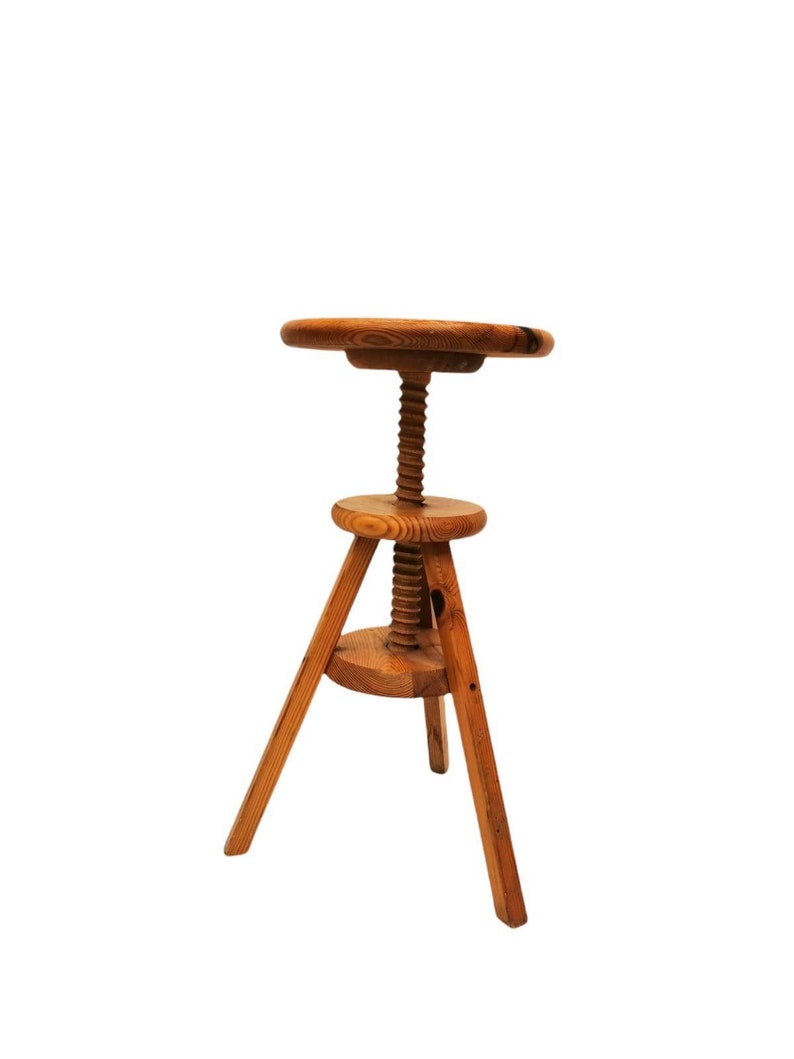 Solid Wood Adjustable Screw Craftsman Stool 1960s - Etsy