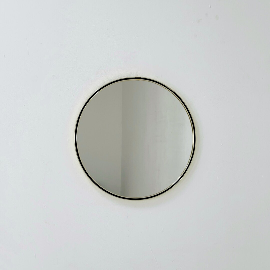 Mid Century Circle -shaped Mirror With Golden Metal Frame- 1960s - Etsy